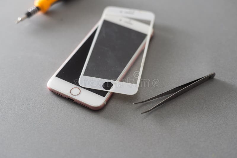 Technician Prepairing To Repair and Replace New Screen Broken and ...