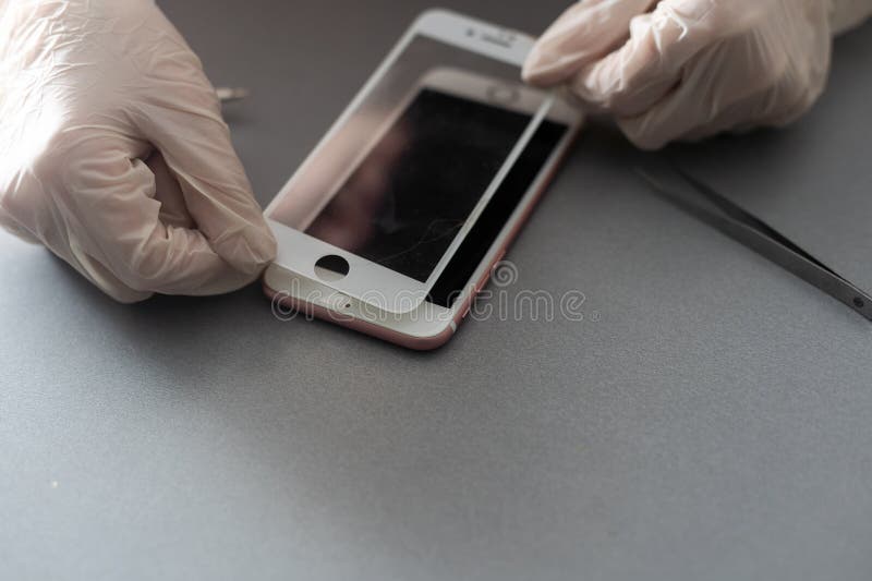 Technician Prepairing To Repair and Replace New Screen Broken and ...