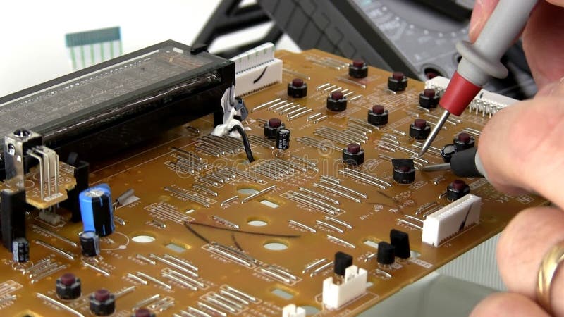 Technician Probes Circuit Board Stock Video - Video of multimeter ...