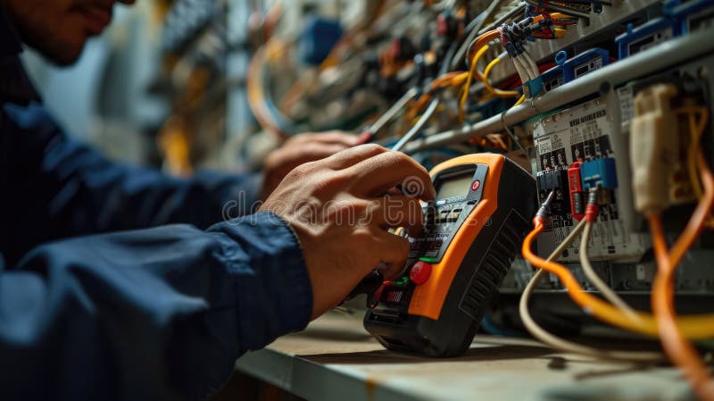 A Technician in Professional Attire is Carefully Using a Digital ...