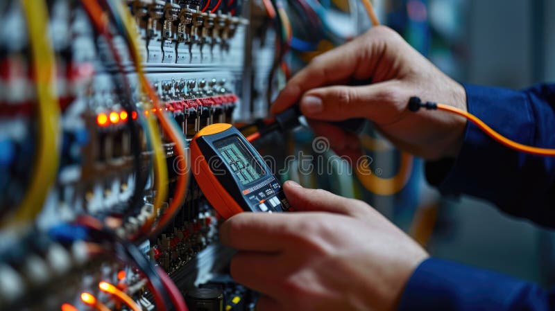 A Technician in Professional Attire is Carefully Using a Digital ...