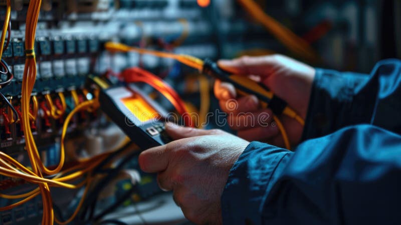 A Technician in Professional Attire is Carefully Using a Digital ...