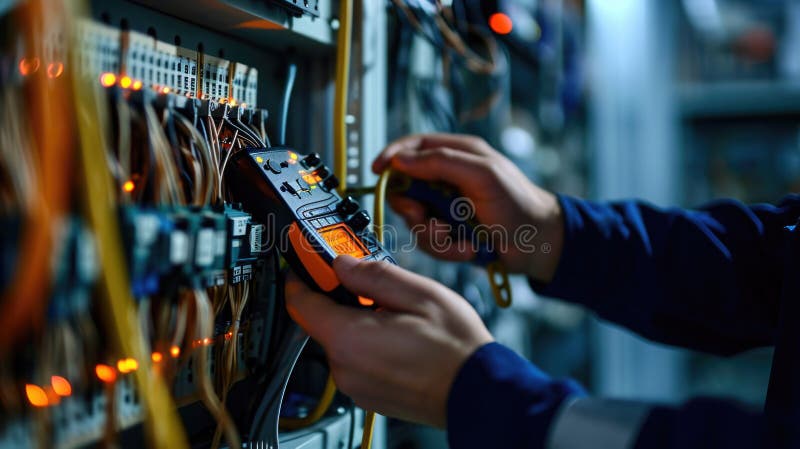 A Technician in Professional Attire is Carefully Using a Digital ...