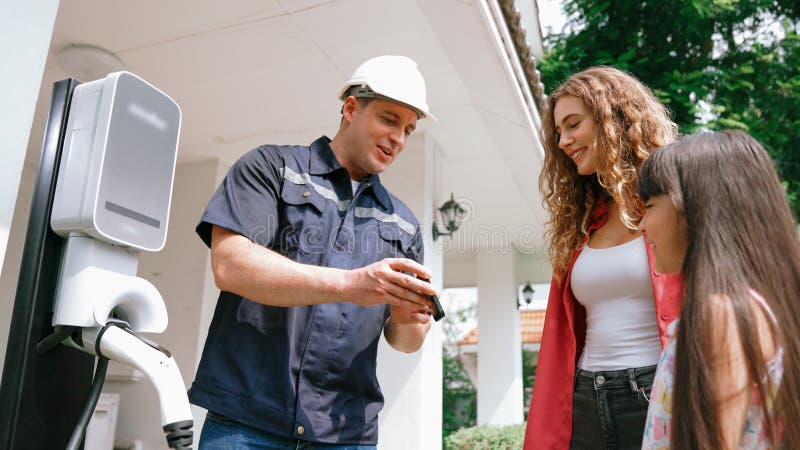 Technician Provide Service Support for EV App To Customer. Synchronos Stock Image - Image of ...