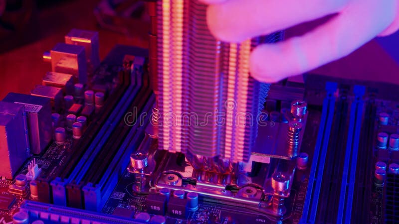 Technician Put Thermal Paste on CPU into the Motherboard Socket Stock ...