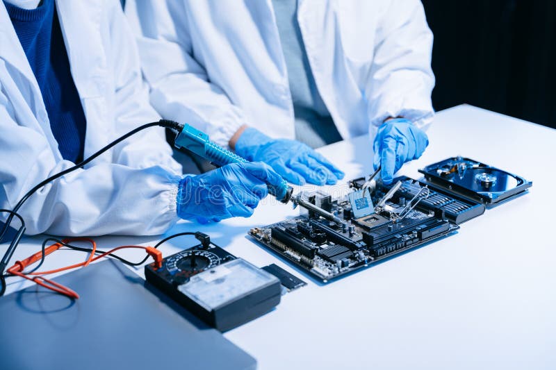 The Technician is Putting the CPU on the Socket of the Computer ...