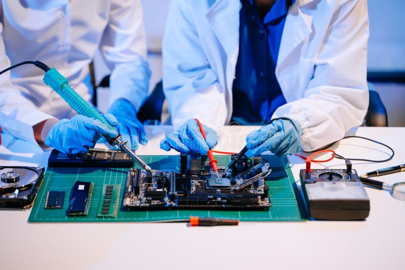 The Technician is Putting the CPU on the Socket of the Computer ...