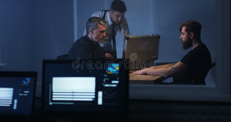 Technician Recording Interrogation of a Criminal Stock Video - Video of ...