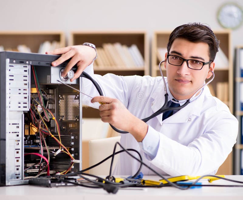 It Technician Repairing Broken Pc Desktop Computer Stock Image - Image ...