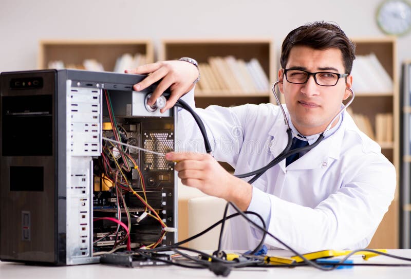 It Technician Repairing Broken Pc Desktop Computer Stock Image - Image ...