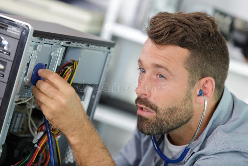 Technician Repairing Computer Stock Image - Image of memory, adult ...