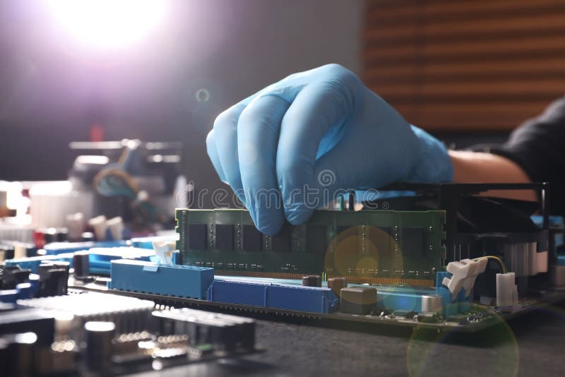 Motherboard on a Table Close-up, Inside of a Desktop Computer Showing ...