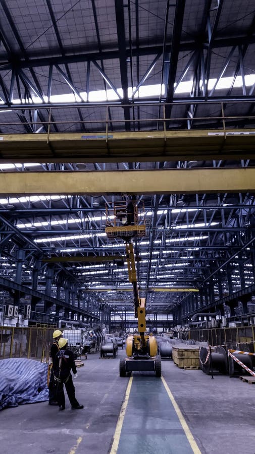 Technician are Repairing Crane on the Top Stock Image - Image of ...
