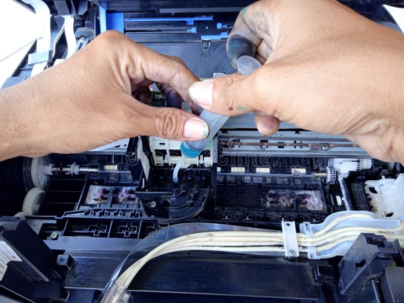 A Technician is Repairing a Dead Printer Head Stock Image - Image of ...