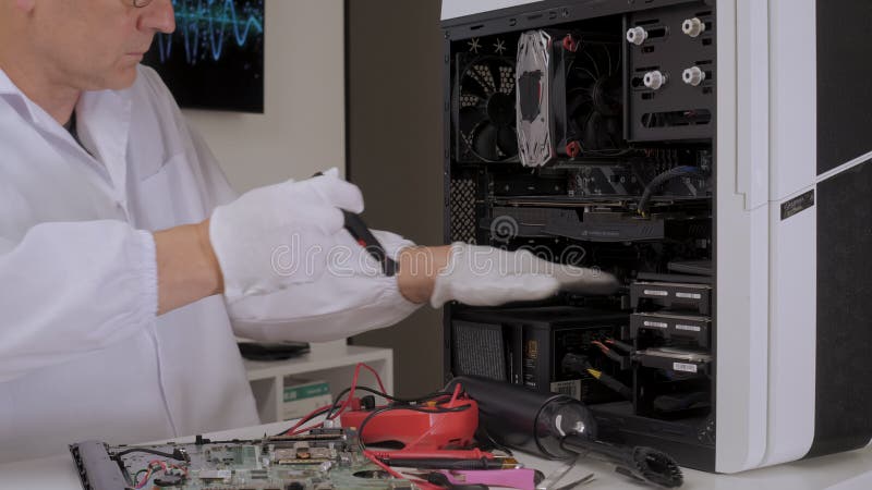 Technician Repairing Desktop Computer Hardware System Stock Video ...