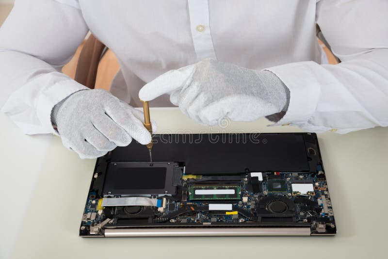 Technician Repairing Laptop Stock Image - Image of portable ...