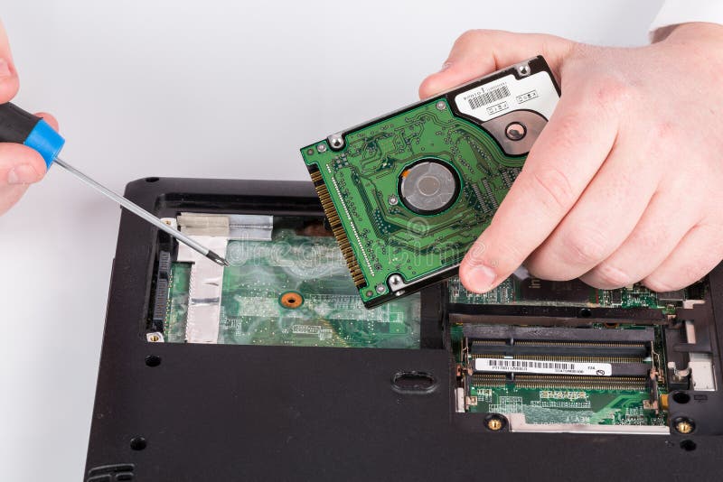 Technician Repairing Laptop at Desk Editorial Stock Image - Image of ...