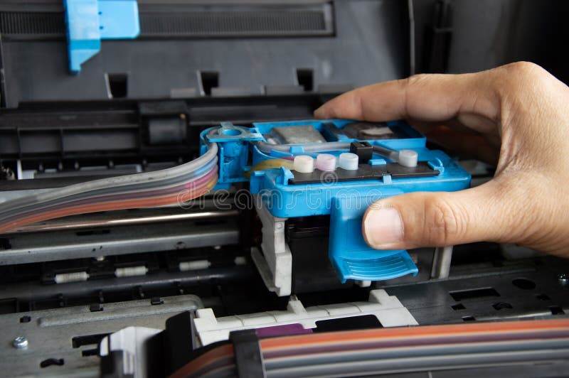 Technician Repairing Printer, Fixing Printer Head Stock Photo - Image ...