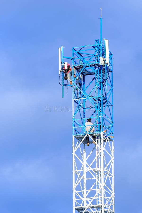 Technician Repairing on Telecommunication Tower Editorial Stock Photo ...