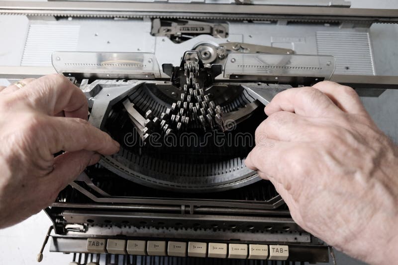 Technician Repairs Old Typewriter Stock Photo - Image of mechanic ...