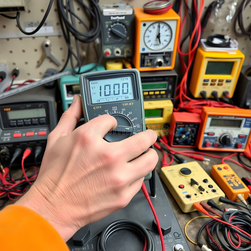 A Technicianâ€™s Hand Adjusting the Dial of an Analog Multimeter in a ...