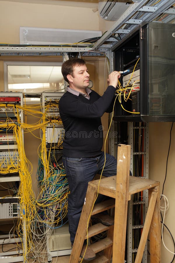 Network Technician Adjusting Reflectometer Stock Image - Image of ...