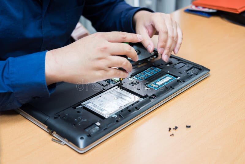 Technician Support Upgrade Part and Fixing Laptop. Select Focus ...