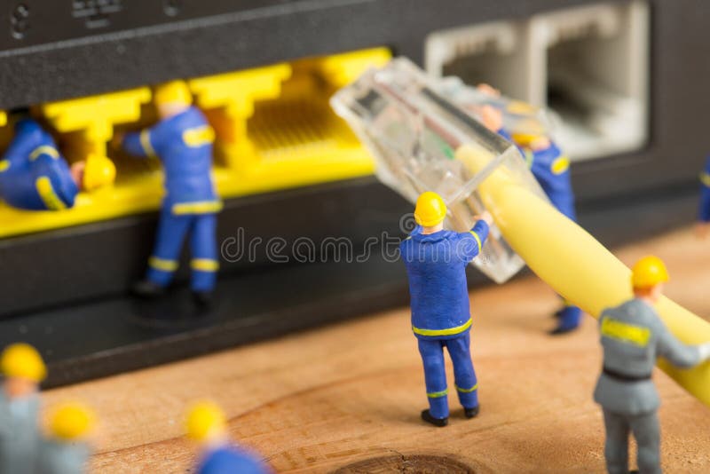 Technician Team Connect Cable Wire Stock Photo - Image of ethernet ...