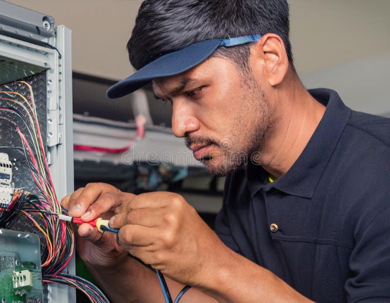 Technician and Technical Work Featuring Elements Like Tools, Wiring ...