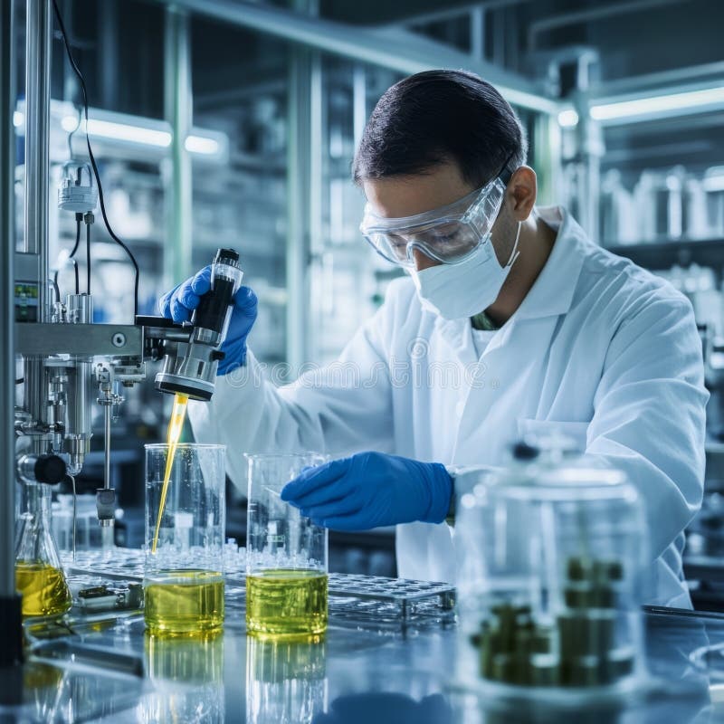 Technician Testing Biofuel Quality in Advanced Laboratory Stock ...