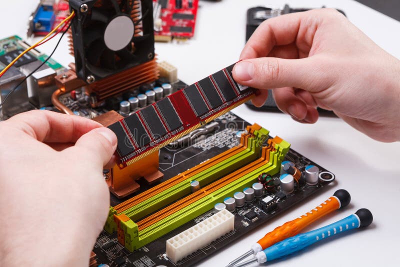 Technician Upgrade of Computer Copy Space Stock Image - Image of ...