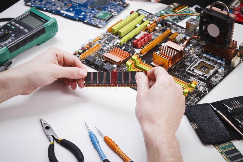Technician Upgrade of Computer Close Up Stock Image - Image of ...