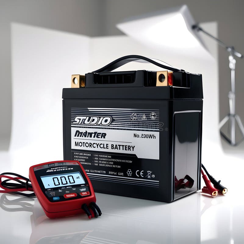 Check If the Motorcycle Battery with Multimeter Isolated on White ...