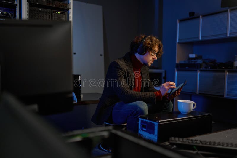 It Technician Using Digital Tablet while Working in Data Center Stock ...