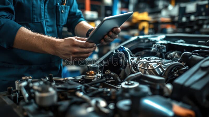 A Technician Using a Tablet To Analyze Equipment Data Surrounded by ...