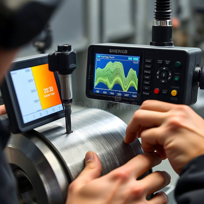 A Technician Using a Vibration Analysis Tool on a Large Industrial ...