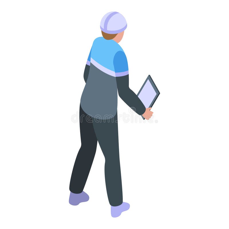 Technician Walking and Holding Tablet for Maintenance Operations Stock ...