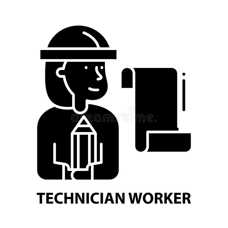 Rig Worker Icon, Black Vector Sign with Editable Strokes, Concept ...