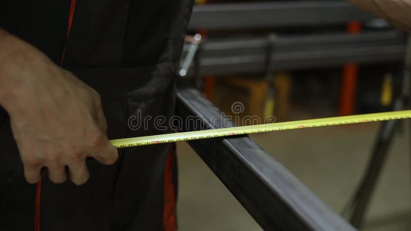 Technician Worker Using Ruler Tape Measure Detail of Workpiece for ...