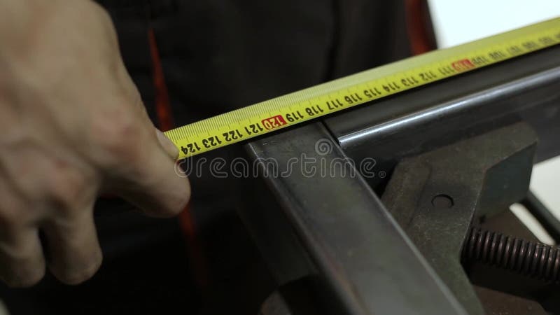 Technician Worker Using Ruler Tape Measure Detail of Workpiece for ...