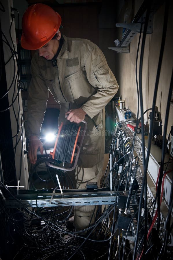 Technician working stock image. Image of computer, wire - 17658119