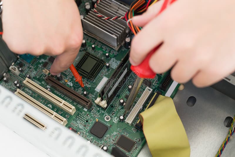 Technician Working on Broken Cpu with Soldering Iron Stock Image ...