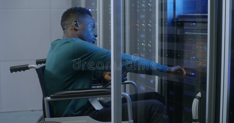 Technician Working in Data Center Stock Image - Image of male, checking ...