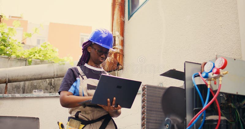Technician Working on HVAC System Stock Image - Image of competent ...