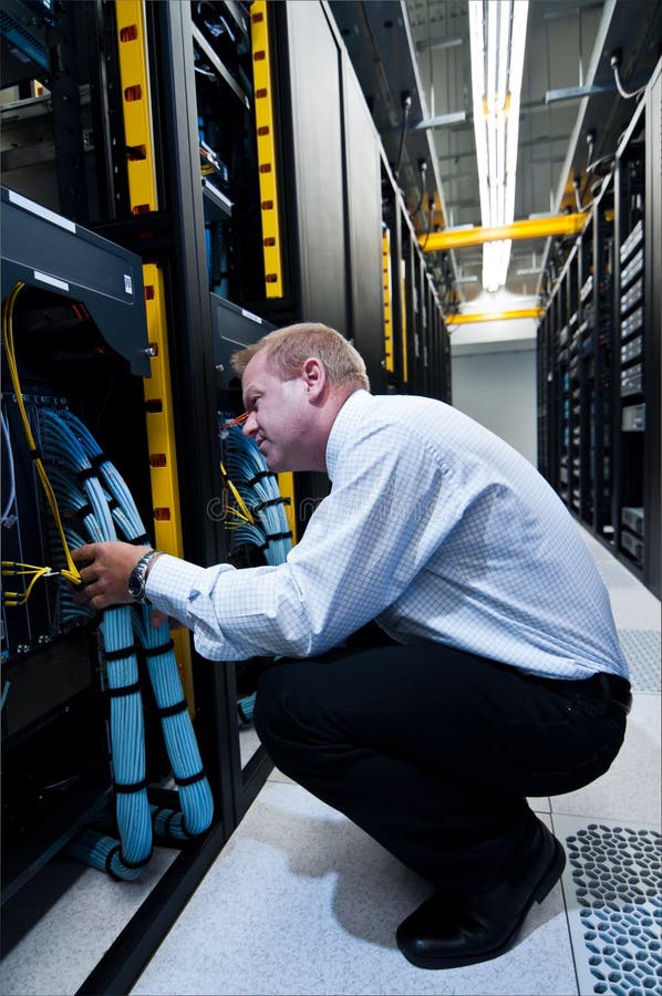 It Technician Working on Network Servers Stock Image - Image of data ...