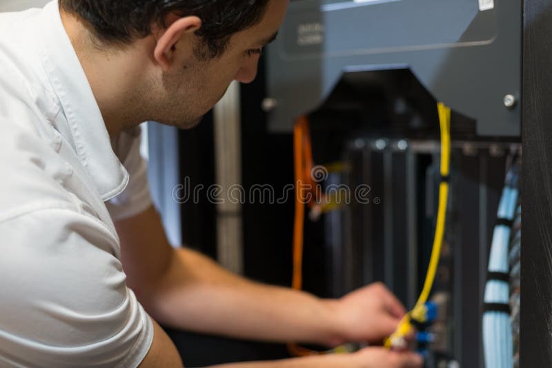 Technician Working at Electrical Cabinet Stock Photo - Image of ...