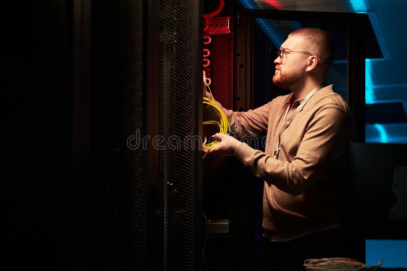 Technician Installing Network Cables Server Room Stock Photos - Free & Royalty-Free Stock Photos ...