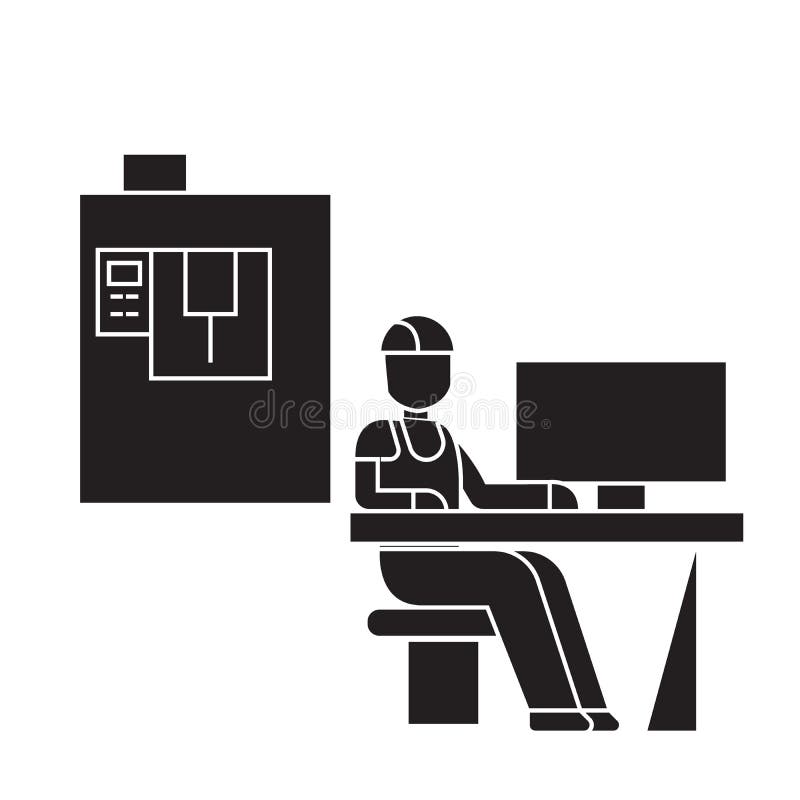 Technician Workplace Black Vector Concept Icon. Technician Workplace ...