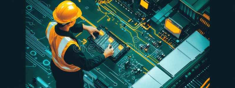 Technician Works on Advanced Technology Equipment in a Modern Data ...