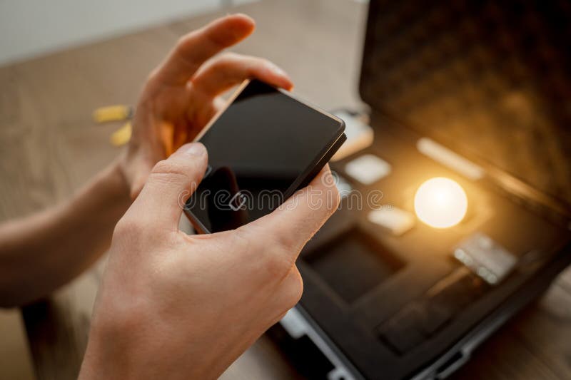 A Technician Works with a Demo Kit of the Smart Home System Stock Image ...